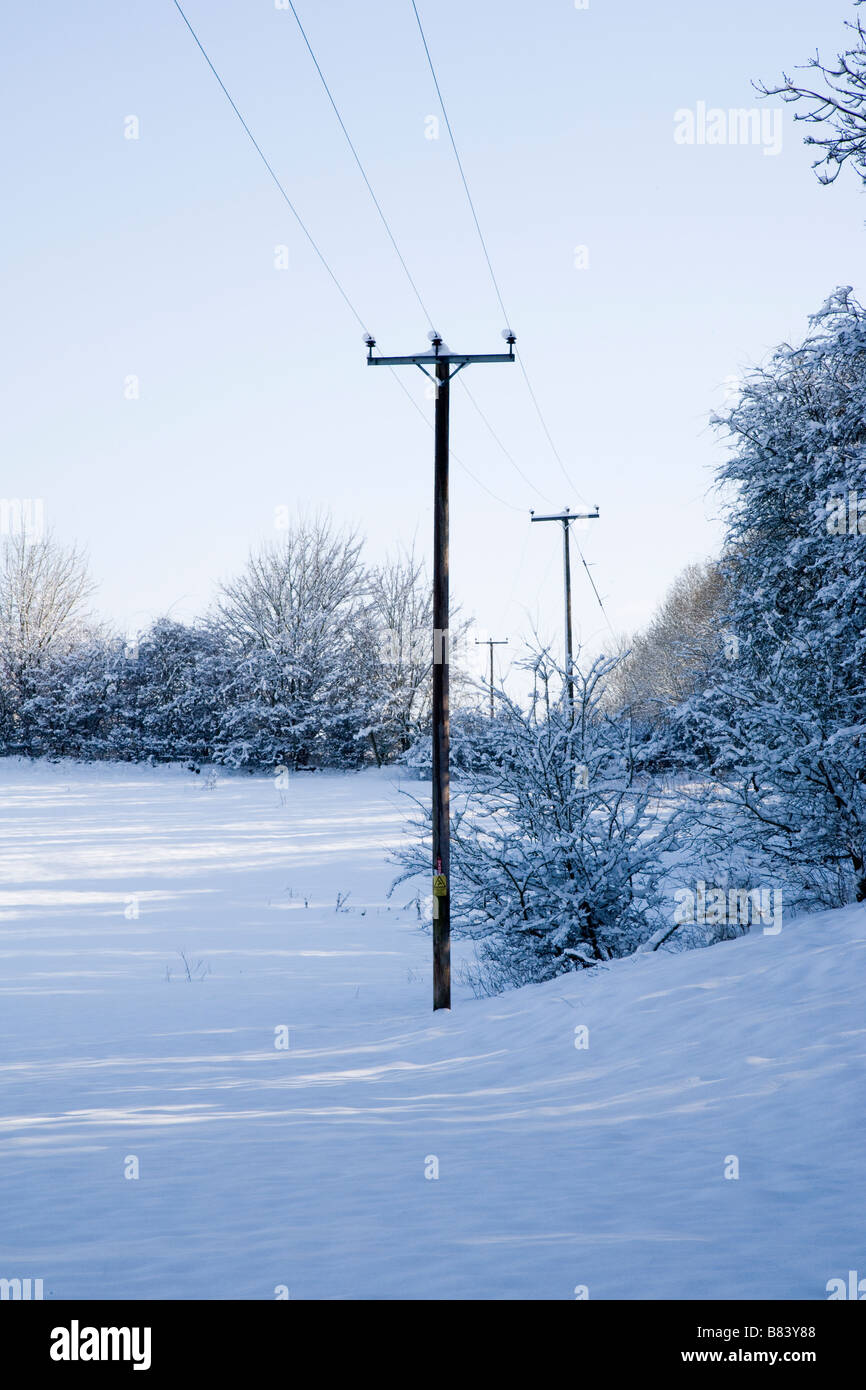 Telephone poles snow hi-res stock photography and images - Alamy