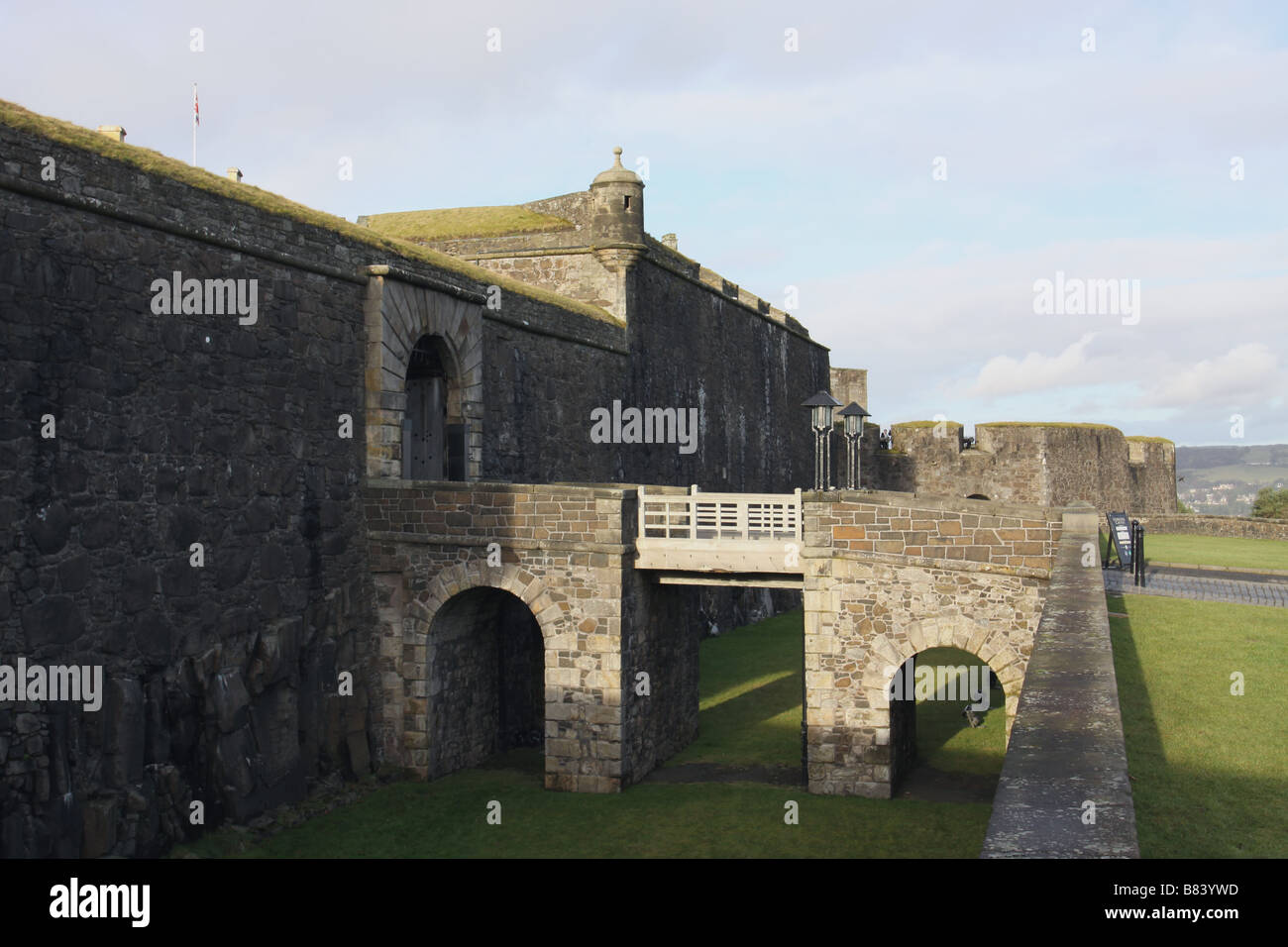 dry moat and bridge to Stirling Castle Scotland January 2009 Stock ...