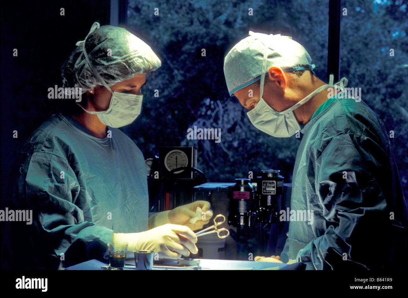 Doctor and Nurse in Operating Room. 1991, USA Stock Photo - Alamy