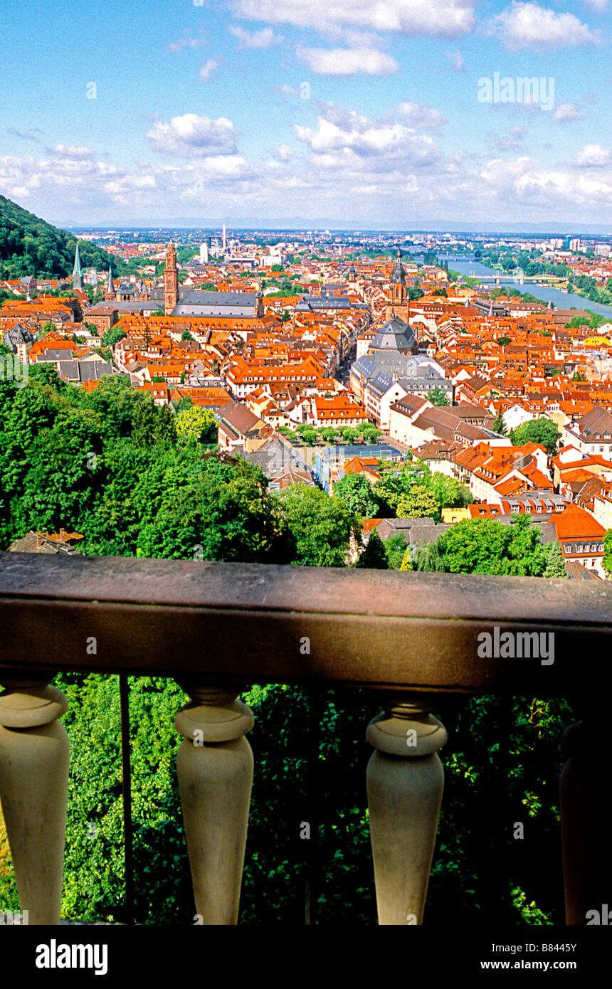 Skyline of Heidelberg with the buildings of the Alstadt (Old Town) as ...
