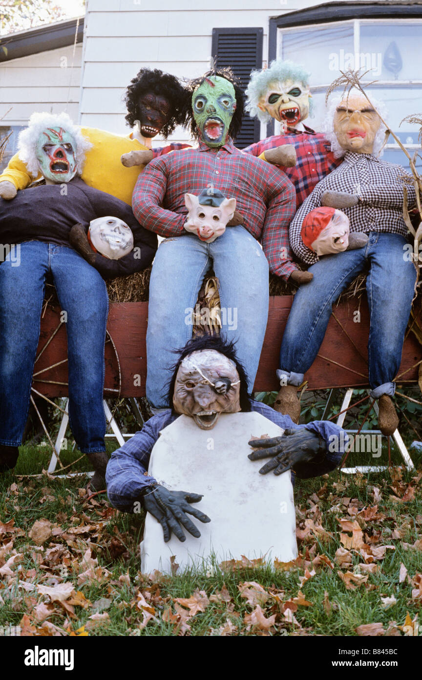 New England, Group of Halloween scarecrows Stock Photo - Alamy
