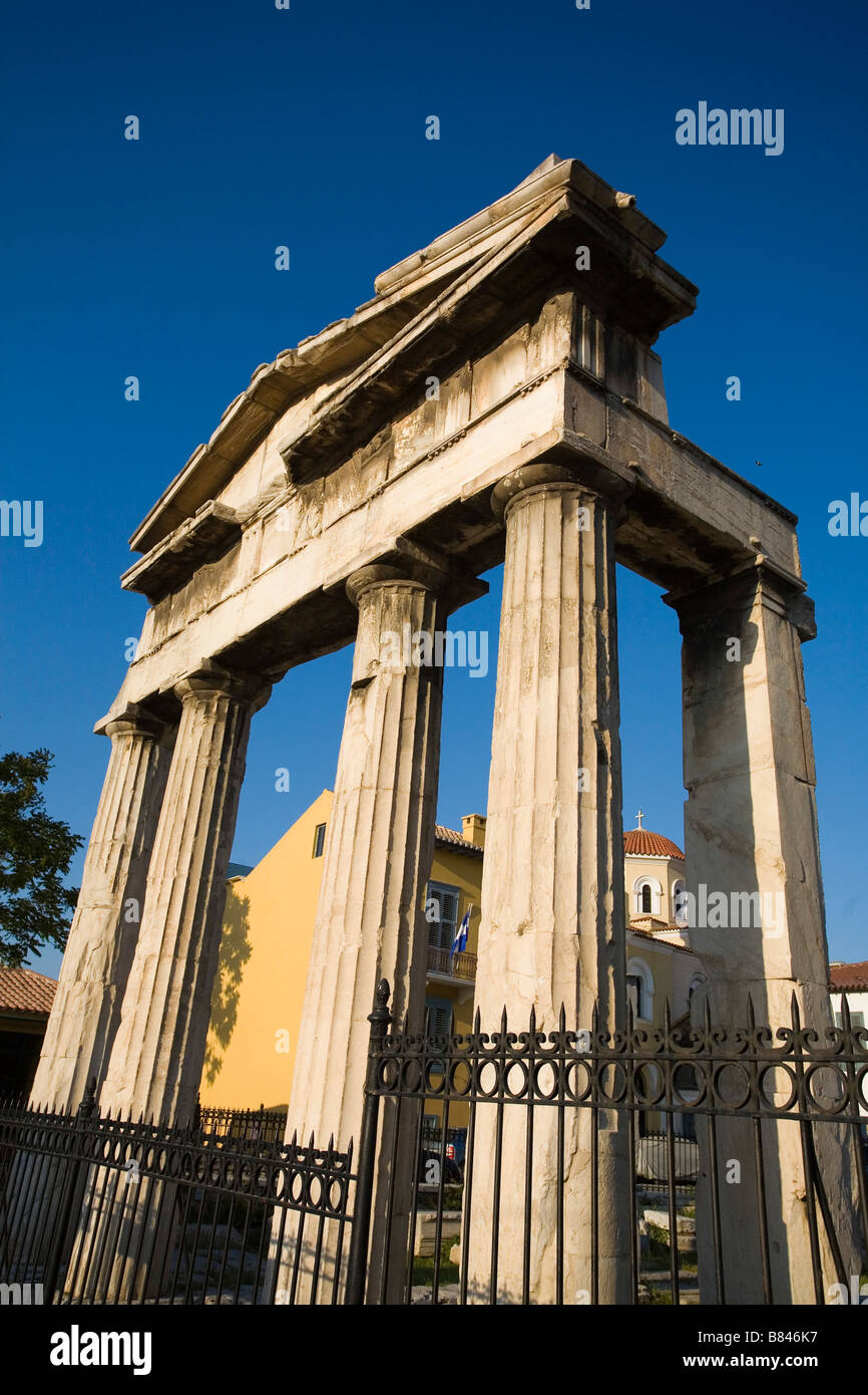 Greece, Athens, view of ancient Roman Agora Gate of Athena Archegetis ...