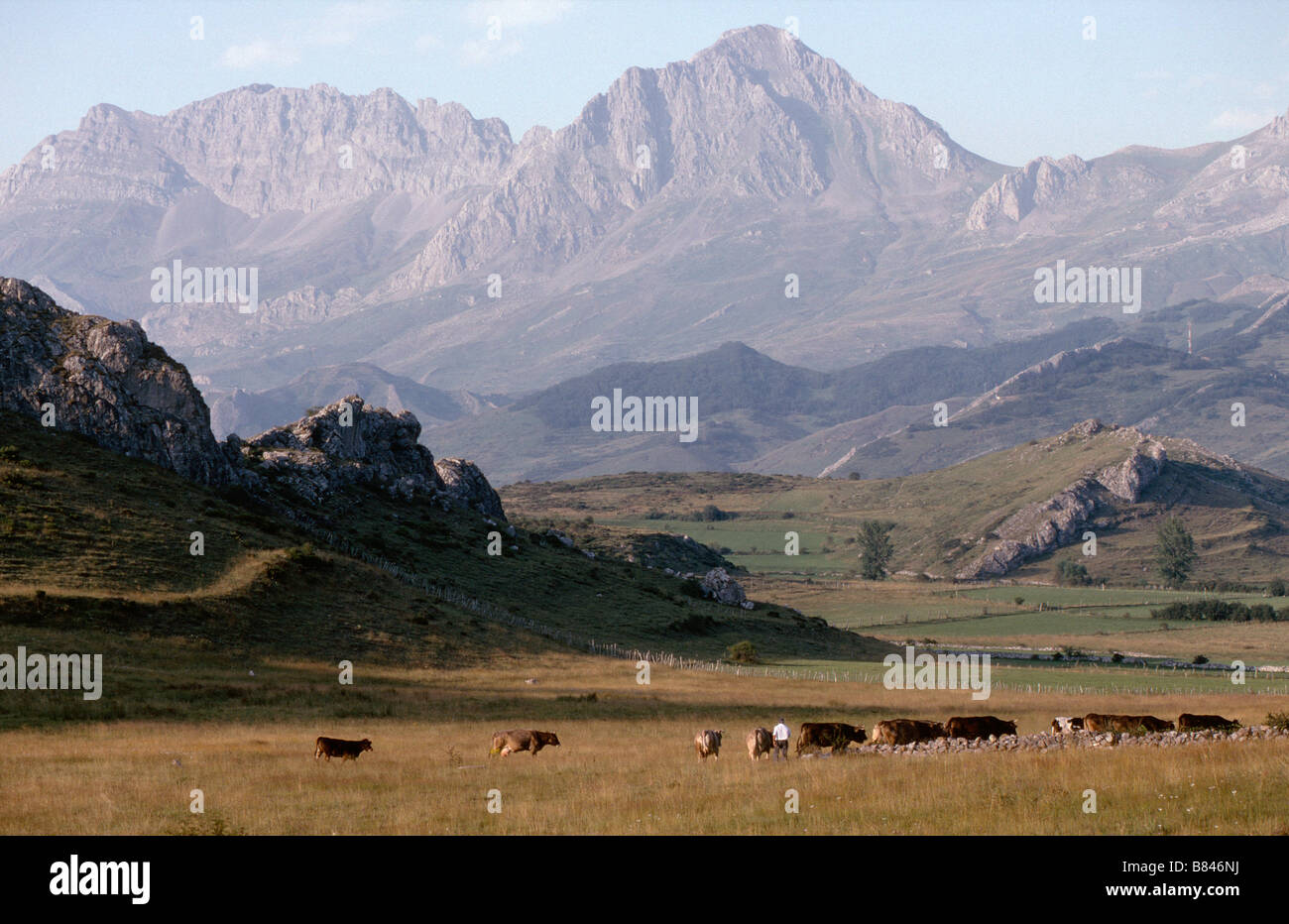 Looking towards the Somiedo nature reserve from the Babia Valley Leon ...