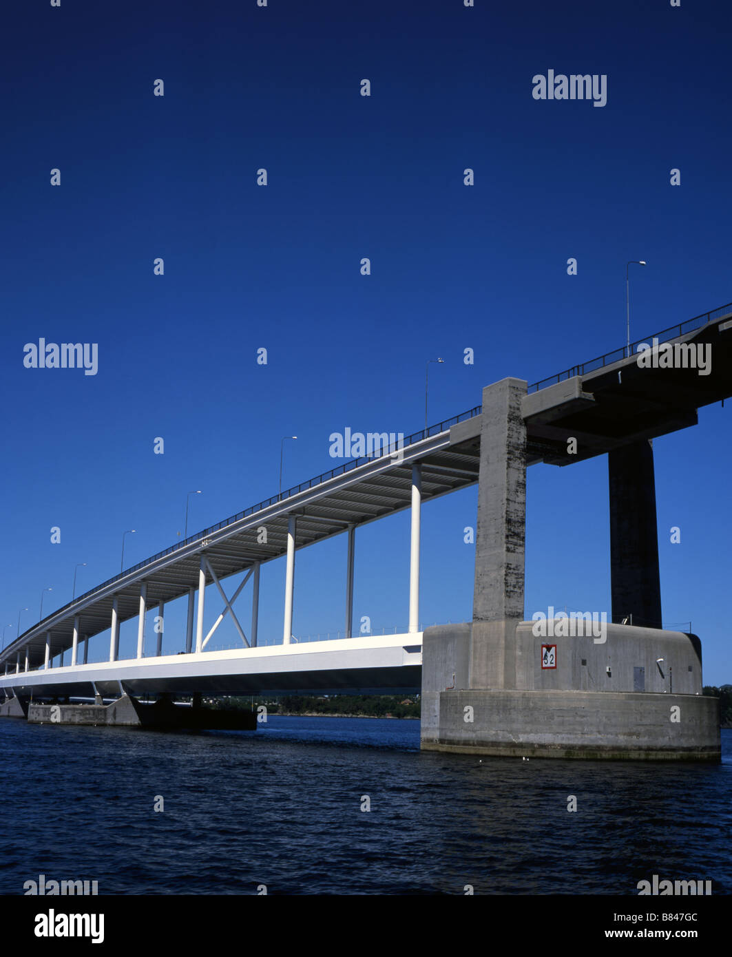 Floating concrete pirs, suspension bridge, Bergen Fjord, Bergen ...