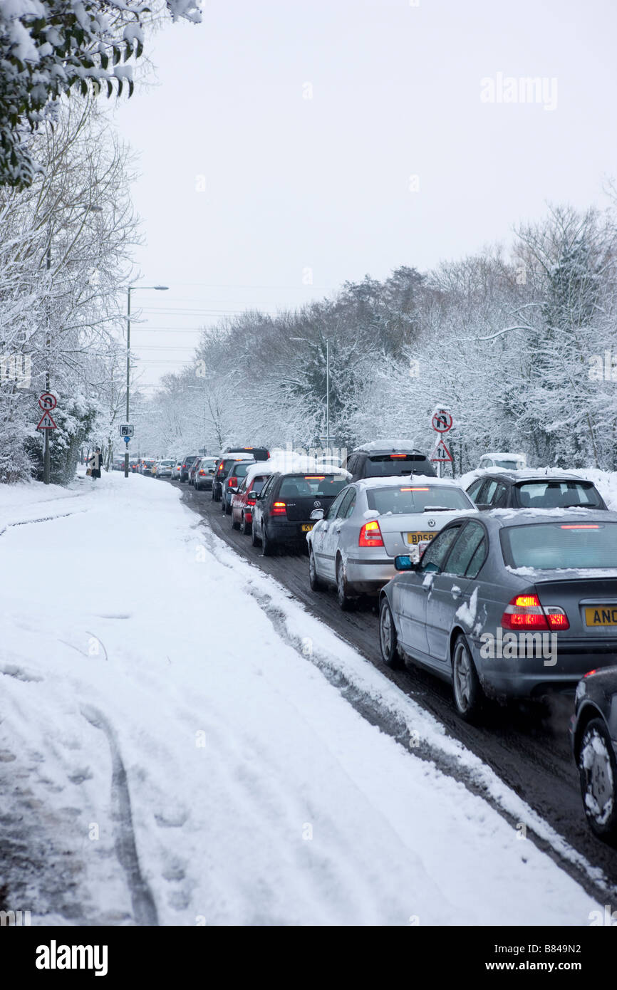 A traffic jam caused by snow and bad weather Stock Photo - Alamy
