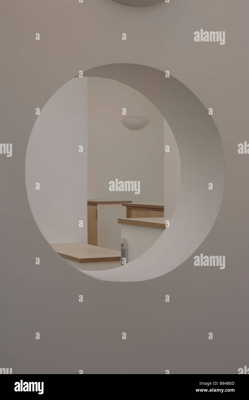 View through circular wall partition, loft apartment, Parc House ...