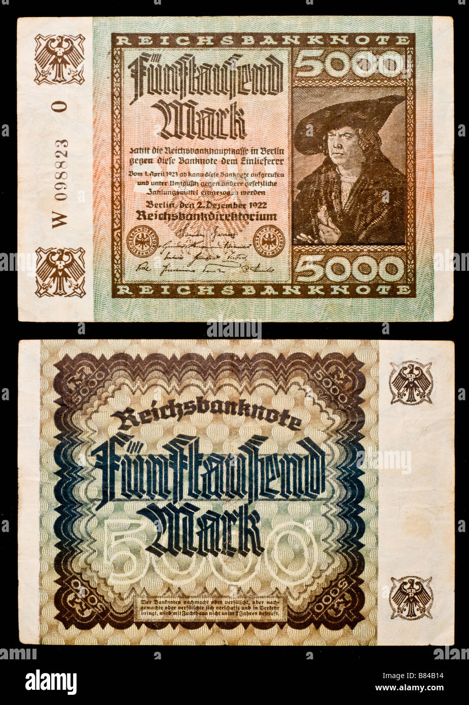 German Banknote - 5,000 Marks from the period of hyperinflation, dated ...