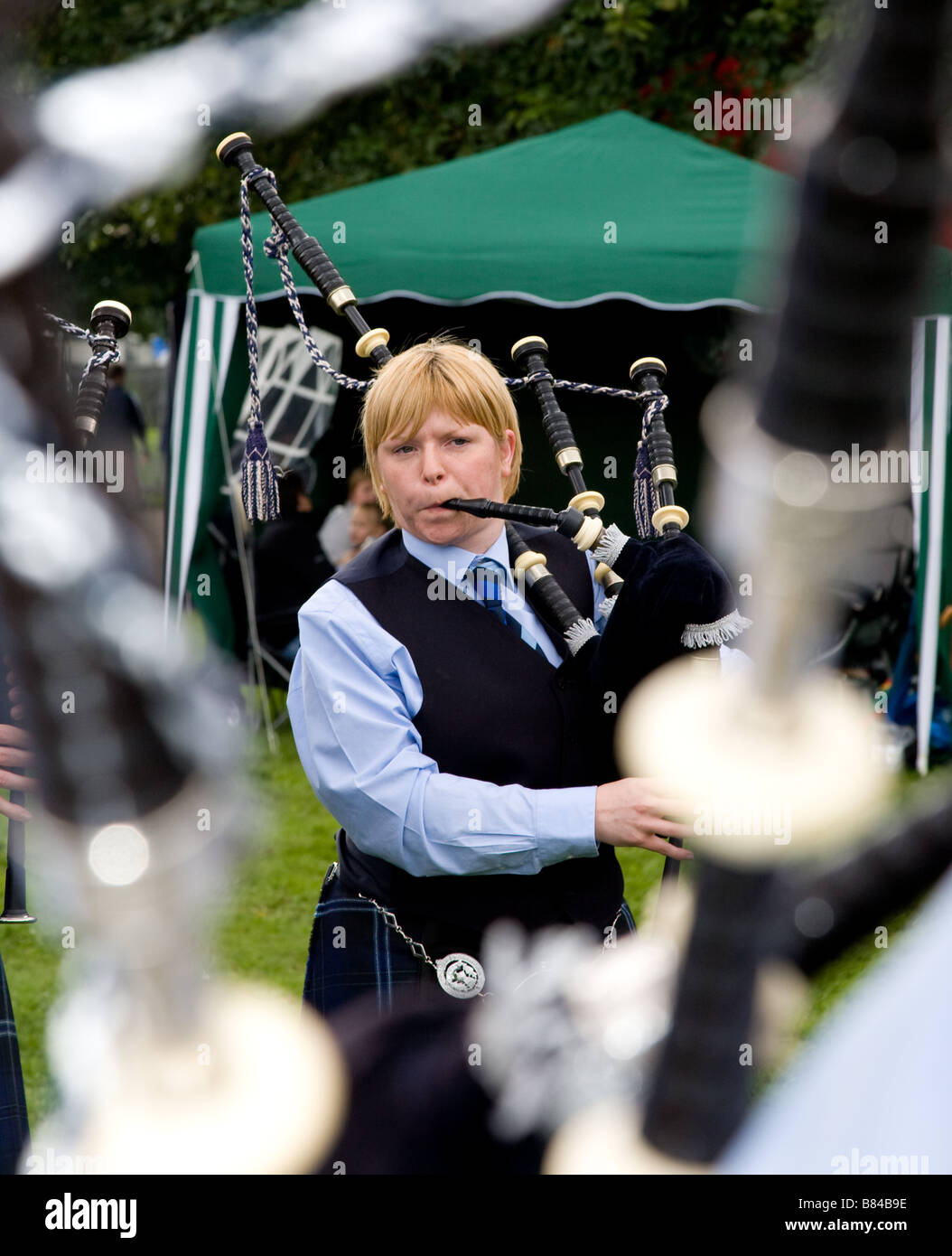 A member of the Grampian Police pipe band performing at the 2008 World ...