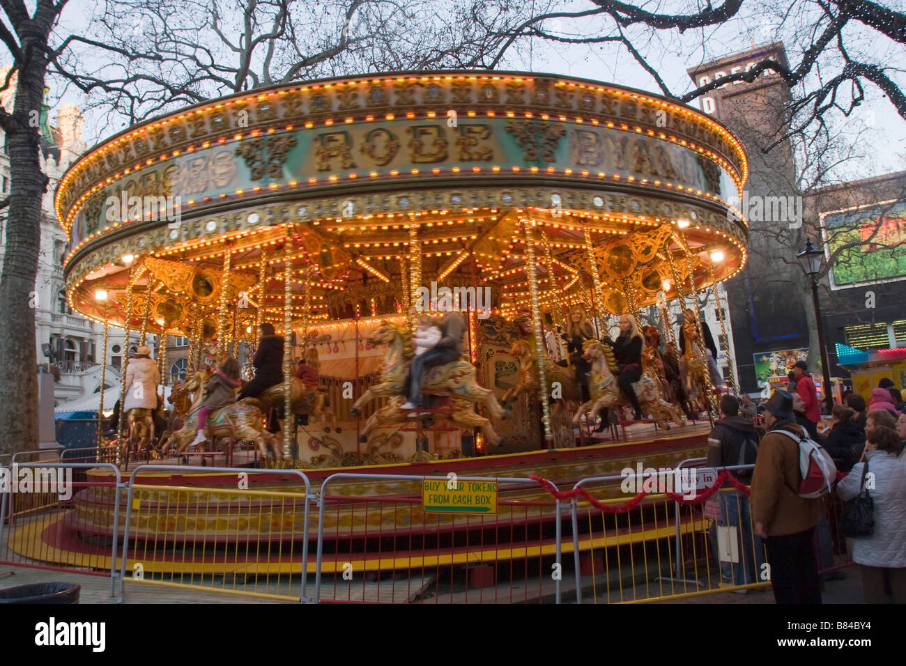 Carousel at Christmas Fair in Leicester Square, London England Great ...