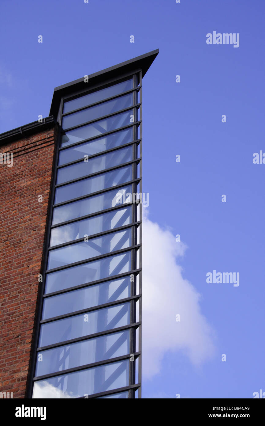 Architectural feature of an old mill building that has been converted ...