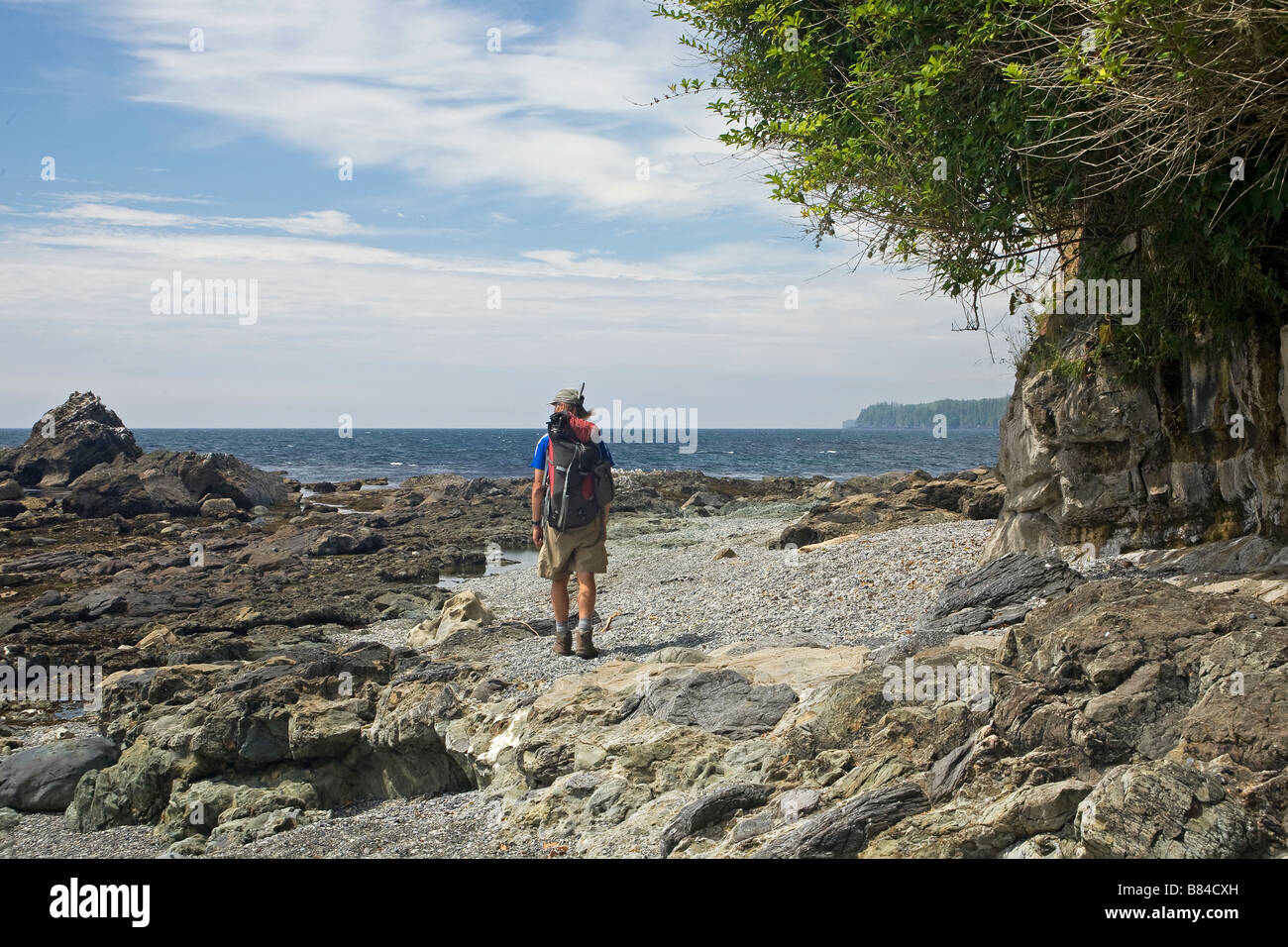 BRITISH COLUMBIA Hiker on Sombrio Beach following the Juan de Fuca ...