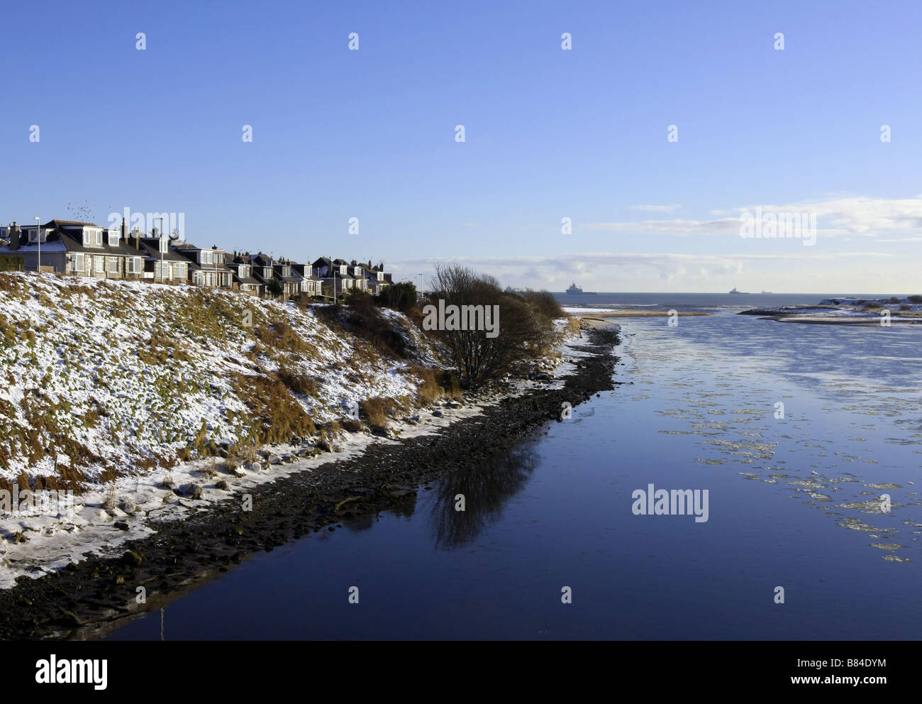 Houses at Donmouth beside the River Don in the city of Aberdeen ...