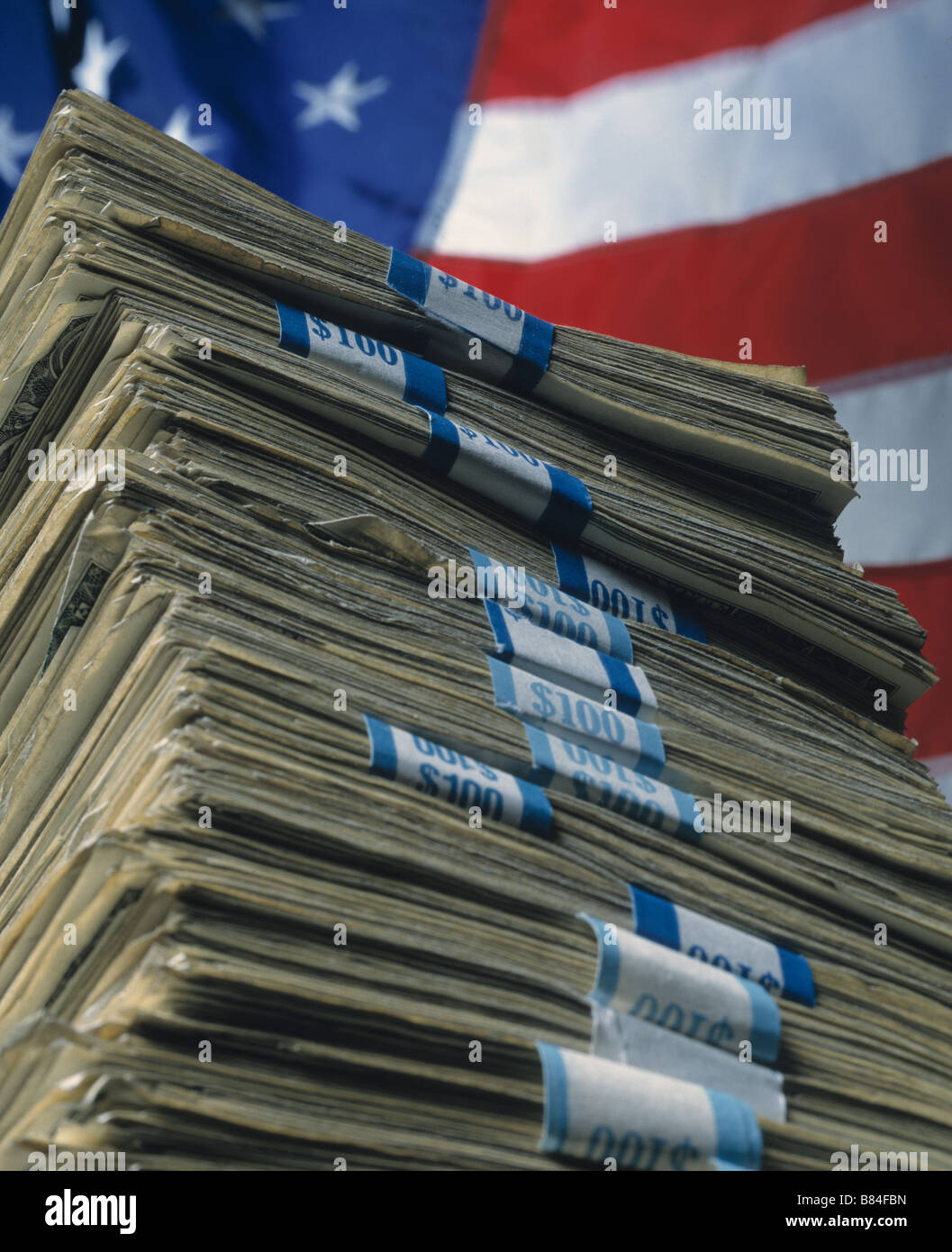a huge stack of US currency as a symbol of the vast amount of money the ...