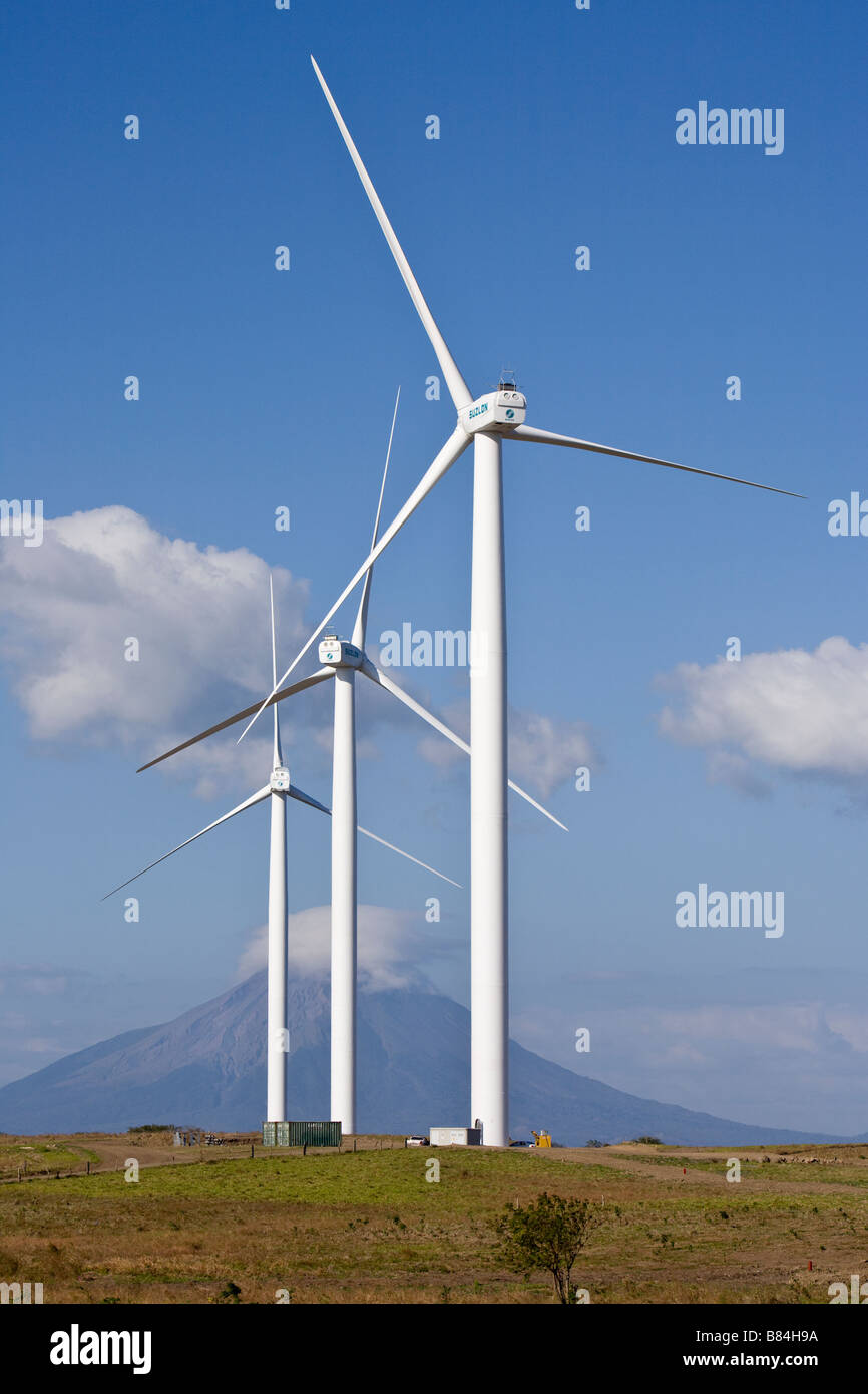 Wind turbines with Volcano Concepcion in the background on Lake ...