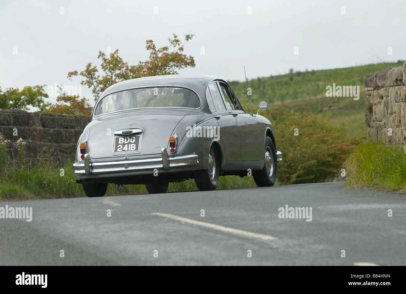 Jaguar Mk2 car cornering on a country lane Stock Photo - Alamy