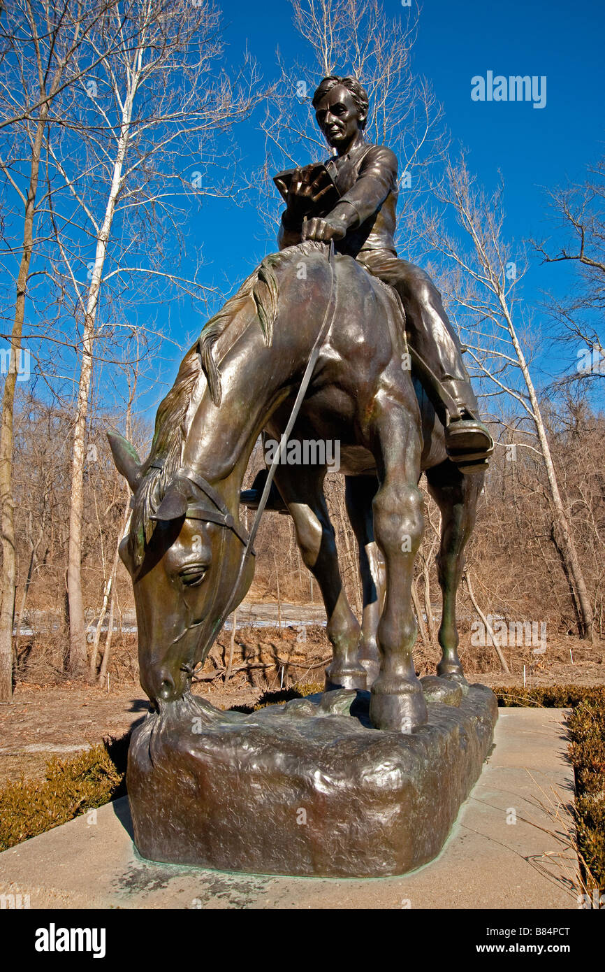 Abraham Lincoln statue at New Salem showing him on horseback as a young ...