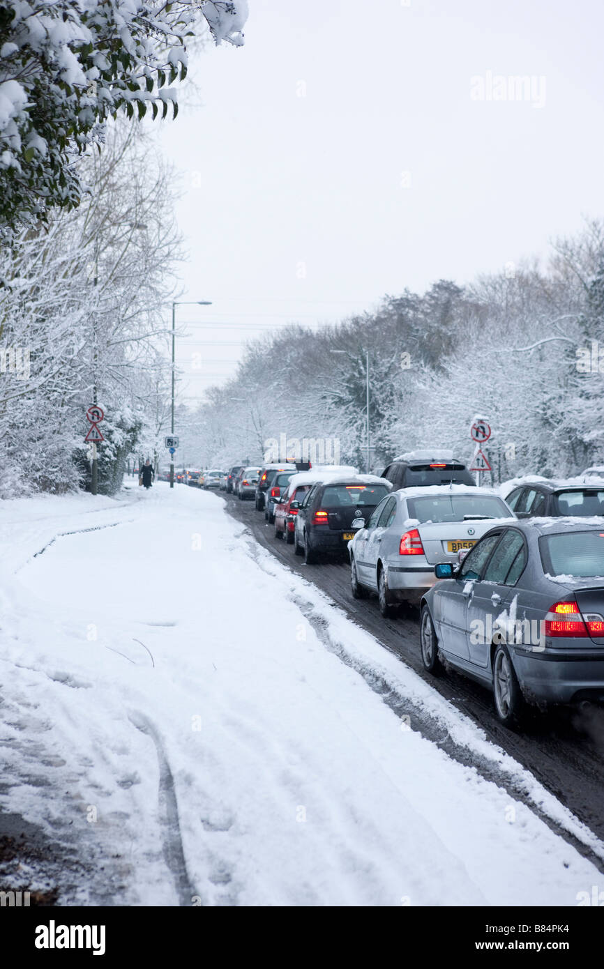 A traffic jam caused by snow and bad weather Stock Photo - Alamy