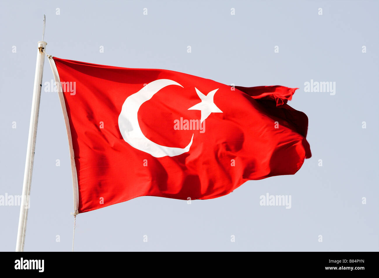 Turkish flag red flag waving hi-res stock photography and images - Alamy