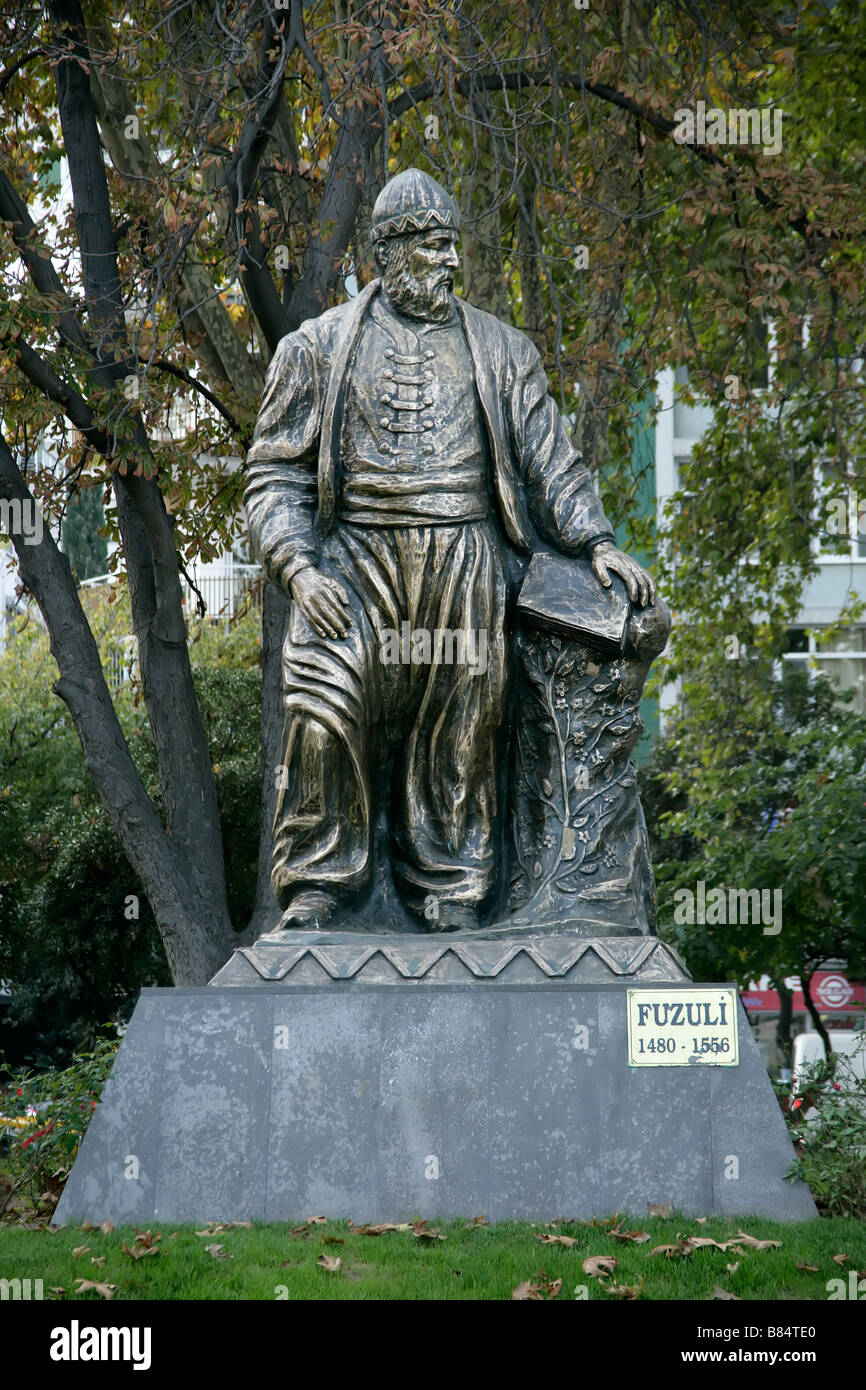Statue of Fuzuli the Ottoman poet Muhammad bin Suleyman in Bebek park ...