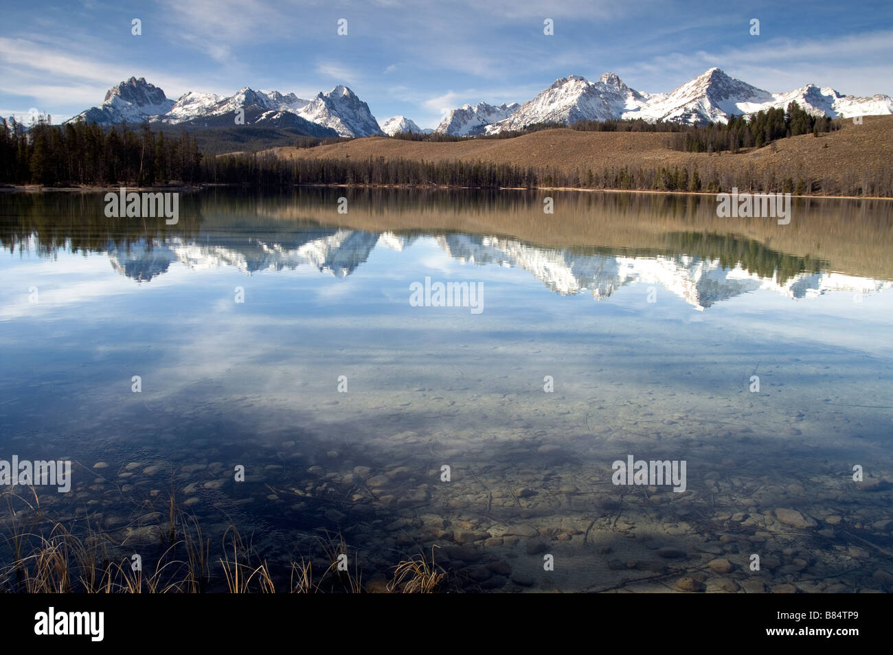 Redfish Lake and the Sawtooth Mountain Range near Sun Valley Idaho ...