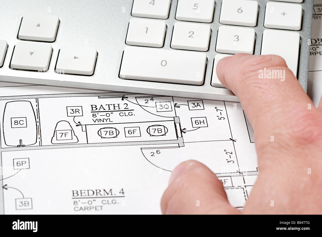 Modern architect s office with blueprint and computer keyboard Stock ...