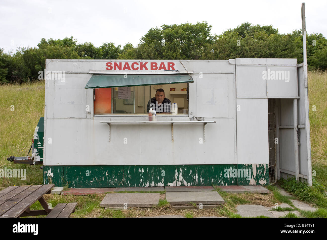 roadside cafe in the UK with owner Stock Photo - Alamy