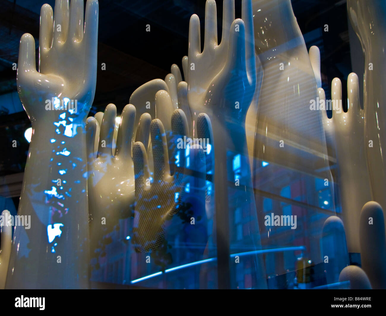 Porcelain hand forms in window of Fishs Eddy store Manhattan New York ...