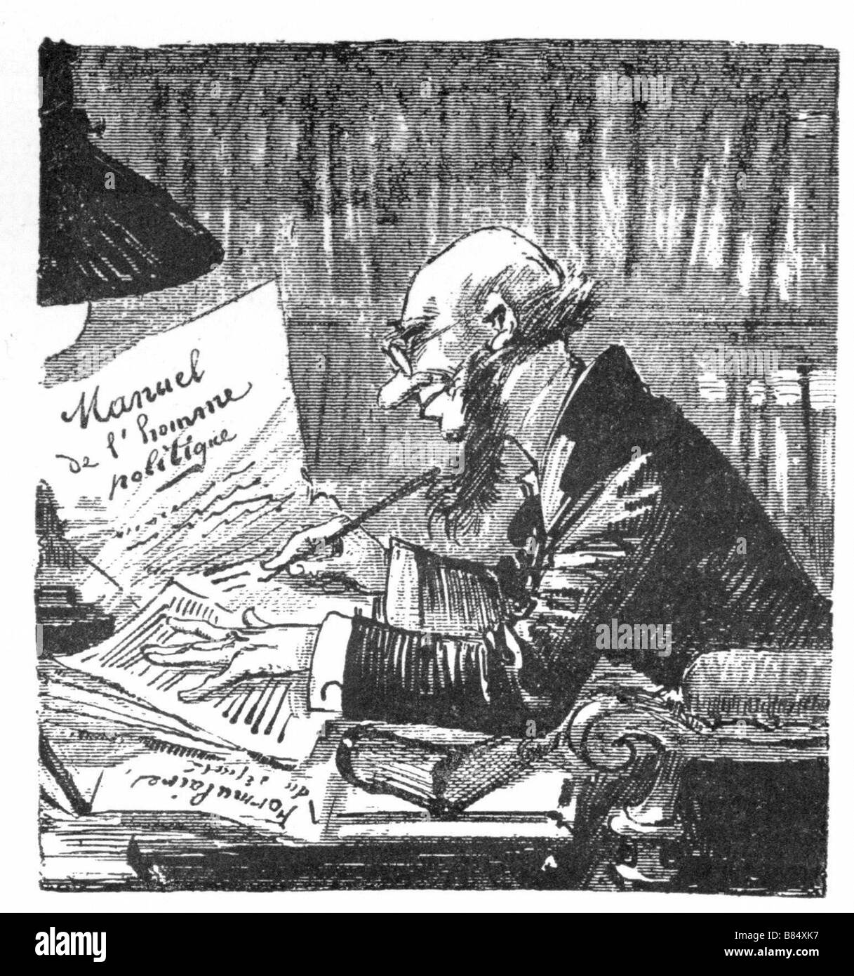 A shining light in political science, illustration by Robida Stock ...