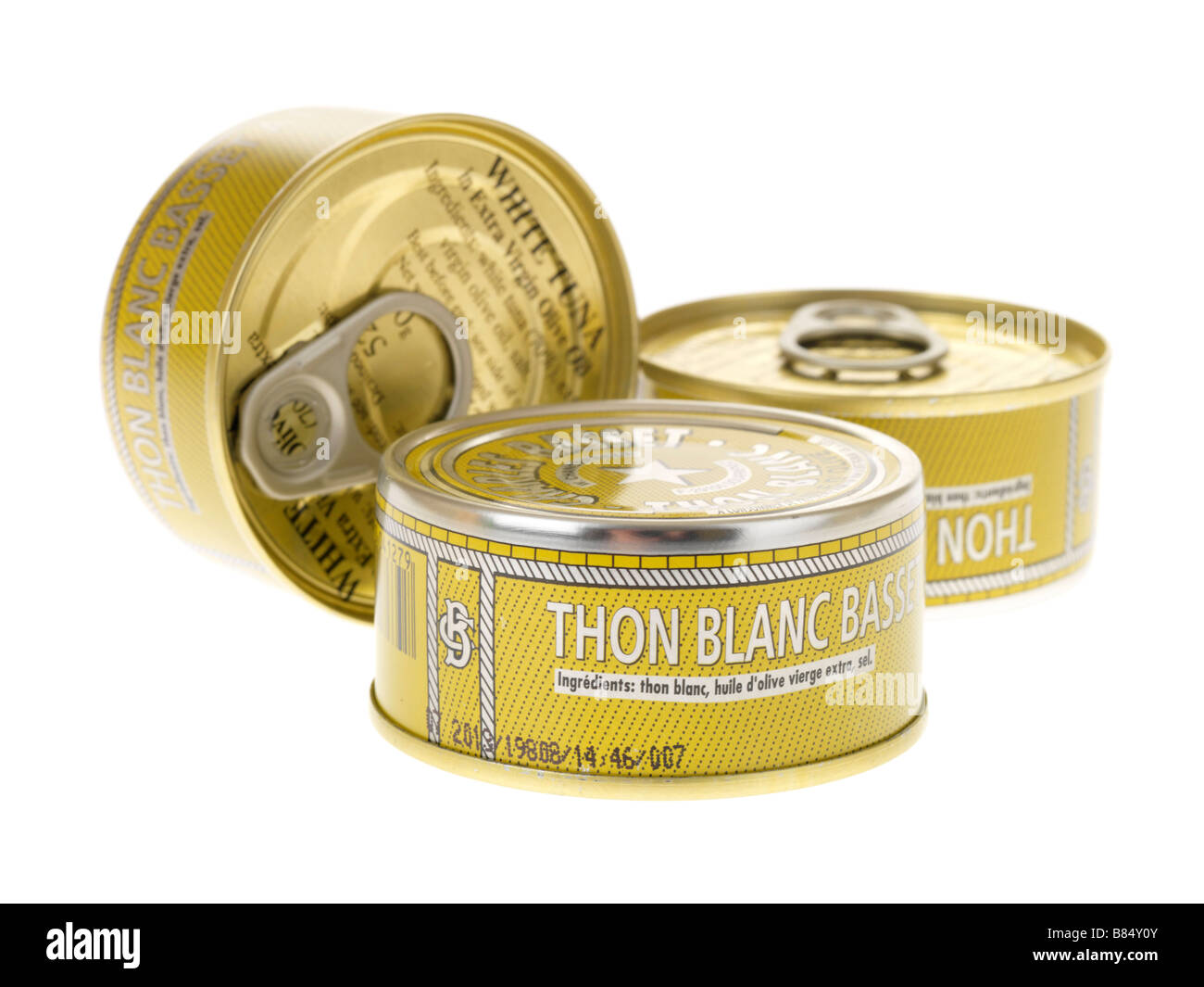 Tin Or Can Of White Tuna Fish Isolated Against A White Background With ...