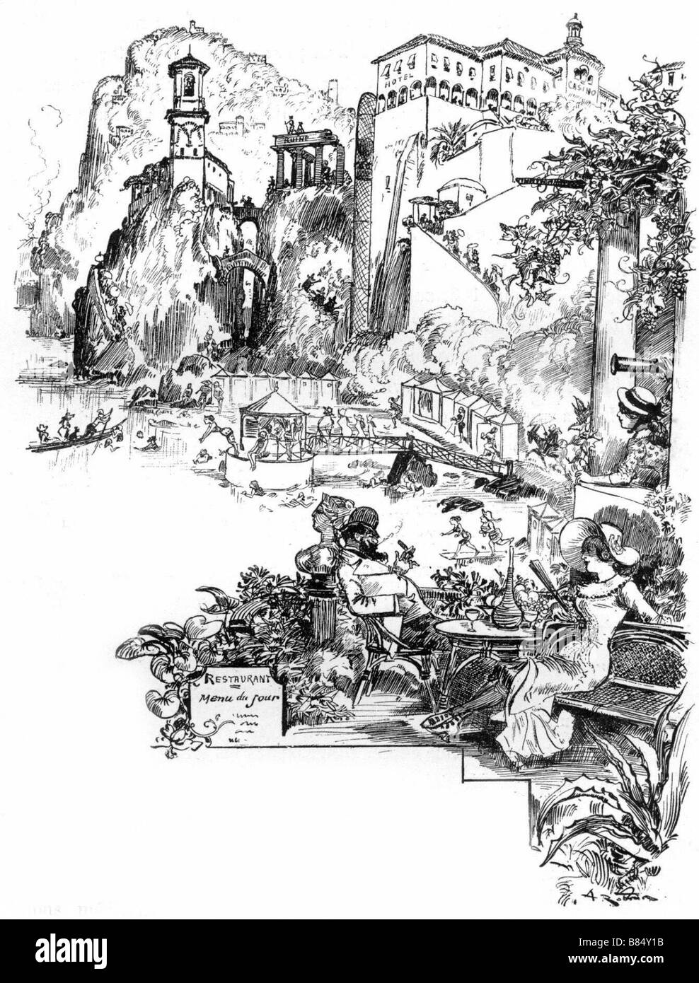 The improved Gulf of Naples, illustration by Robida Stock Photo - Alamy