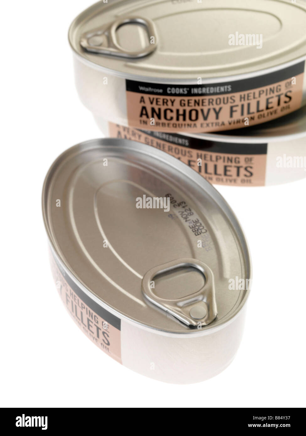 Tin Or Can Of Preserved Salty Anchovy Fish Fillets Isolated Against A ...