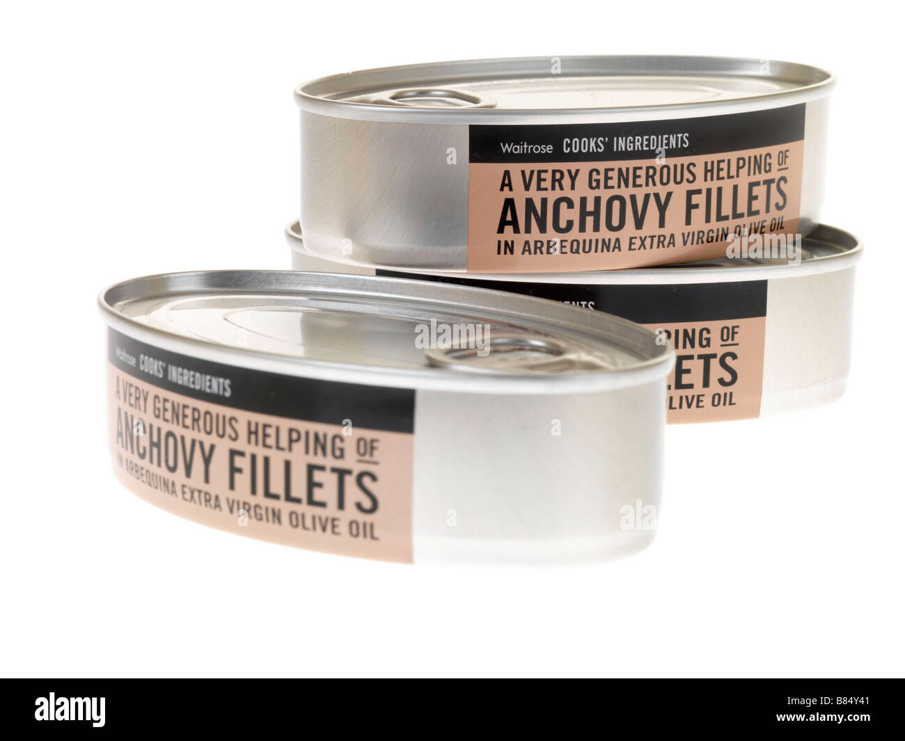 Tin Or Can Of Preserved Salty Anchovy Fish Fillets Isolated Against A ...