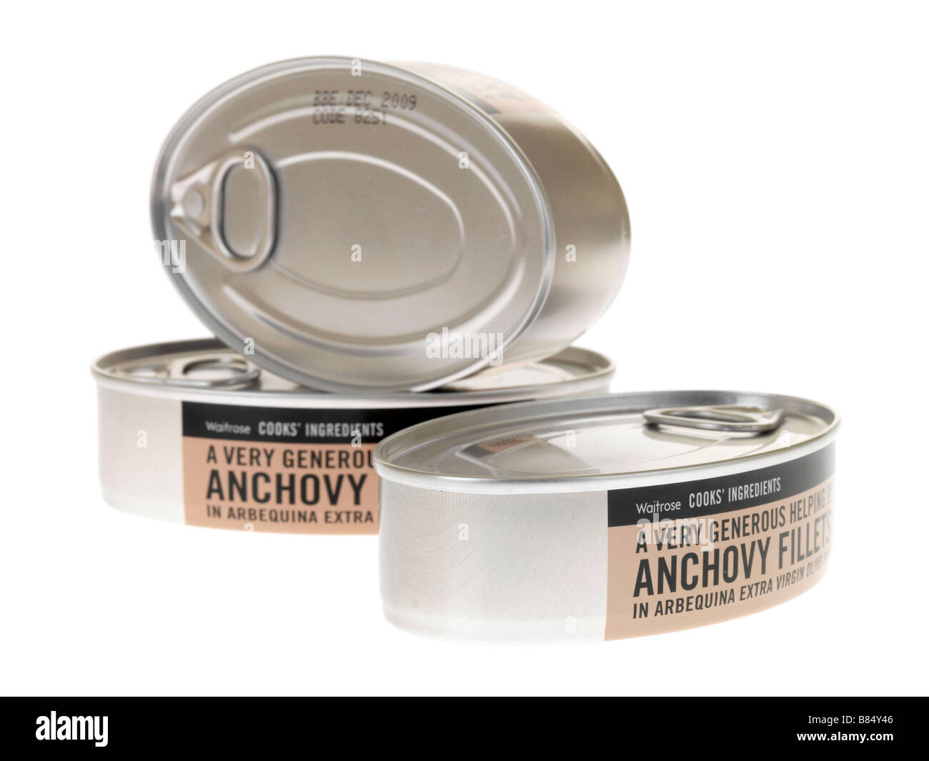 Tin Or Can Of Preserved Salty Anchovy Fish Fillets Isolated Against A ...