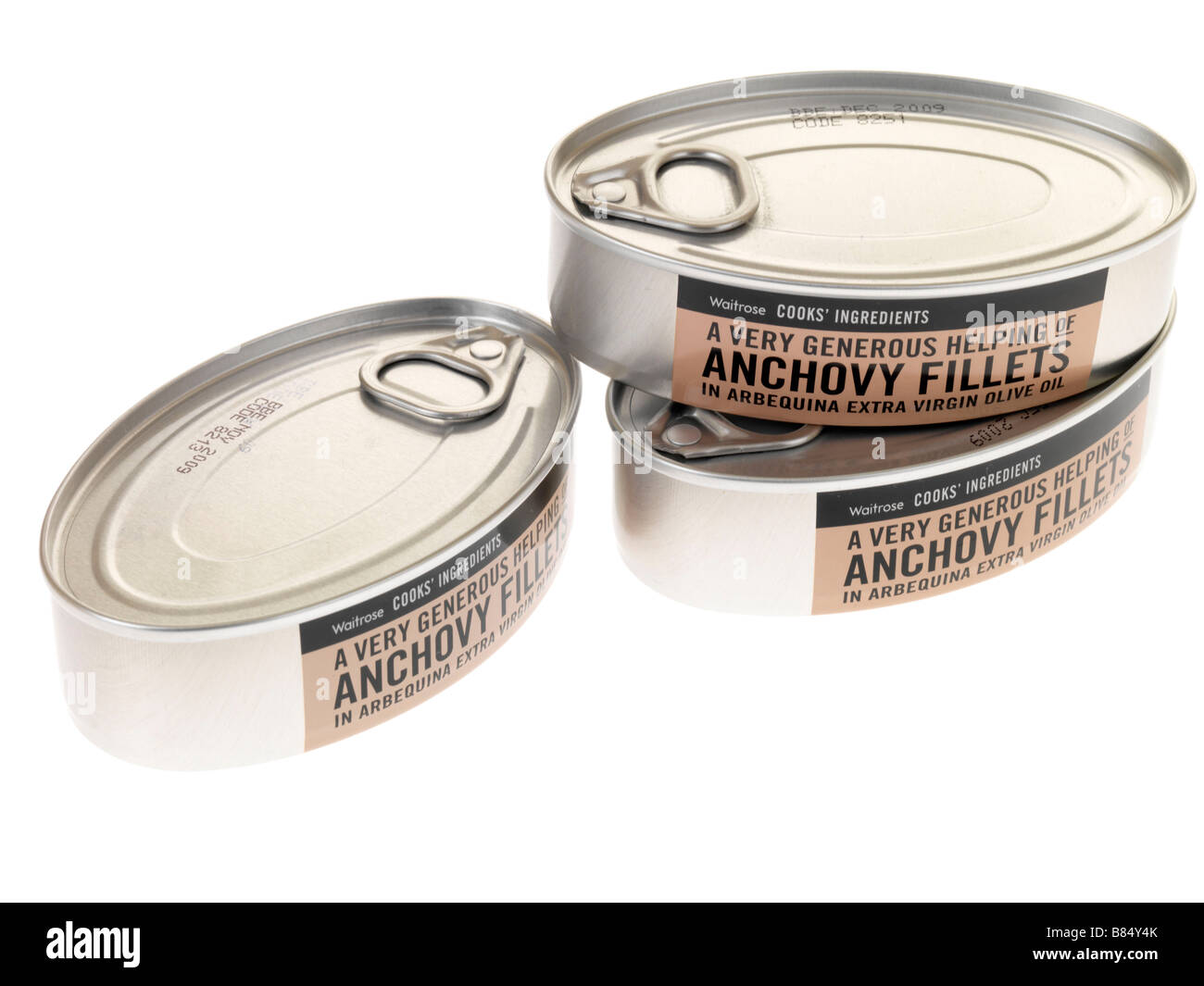 Tin Or Can Of Preserved Salty Anchovy Fish Fillets Isolated Against A ...