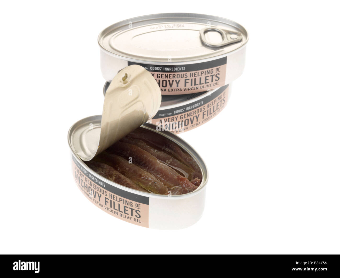 Tin Or Can Of Preserved Salty Anchovy Fish Fillets Isolated Against A ...