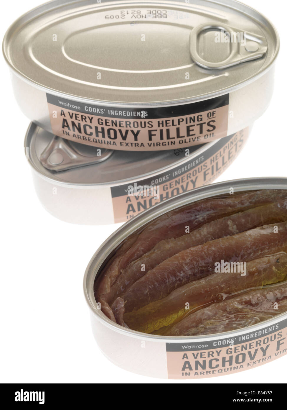 Tin Or Can Of Preserved Salty Anchovy Fish Fillets Isolated Against A ...