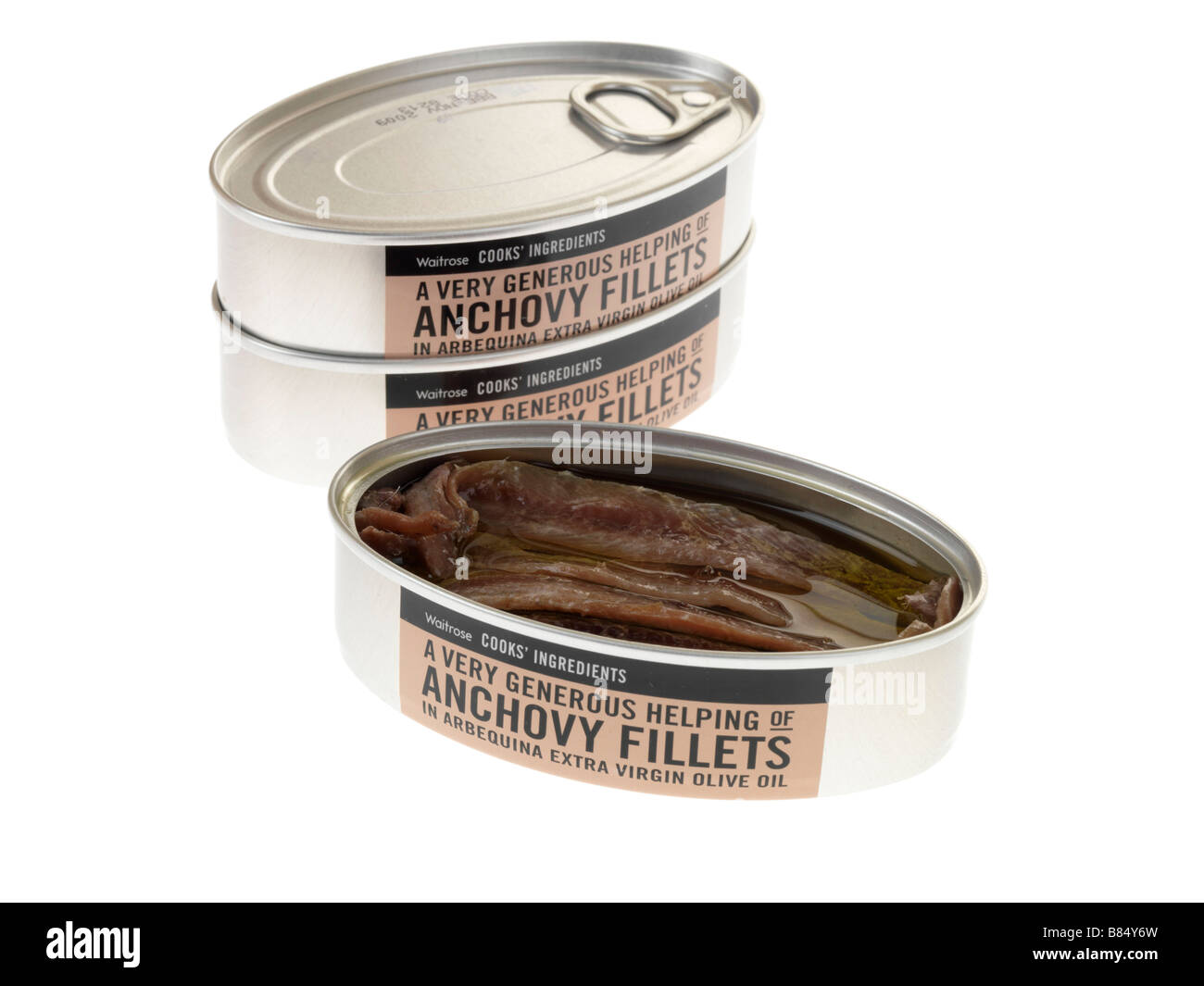 Tin Or Can Of Preserved Salty Anchovy Fish Fillets Isolated Against A ...