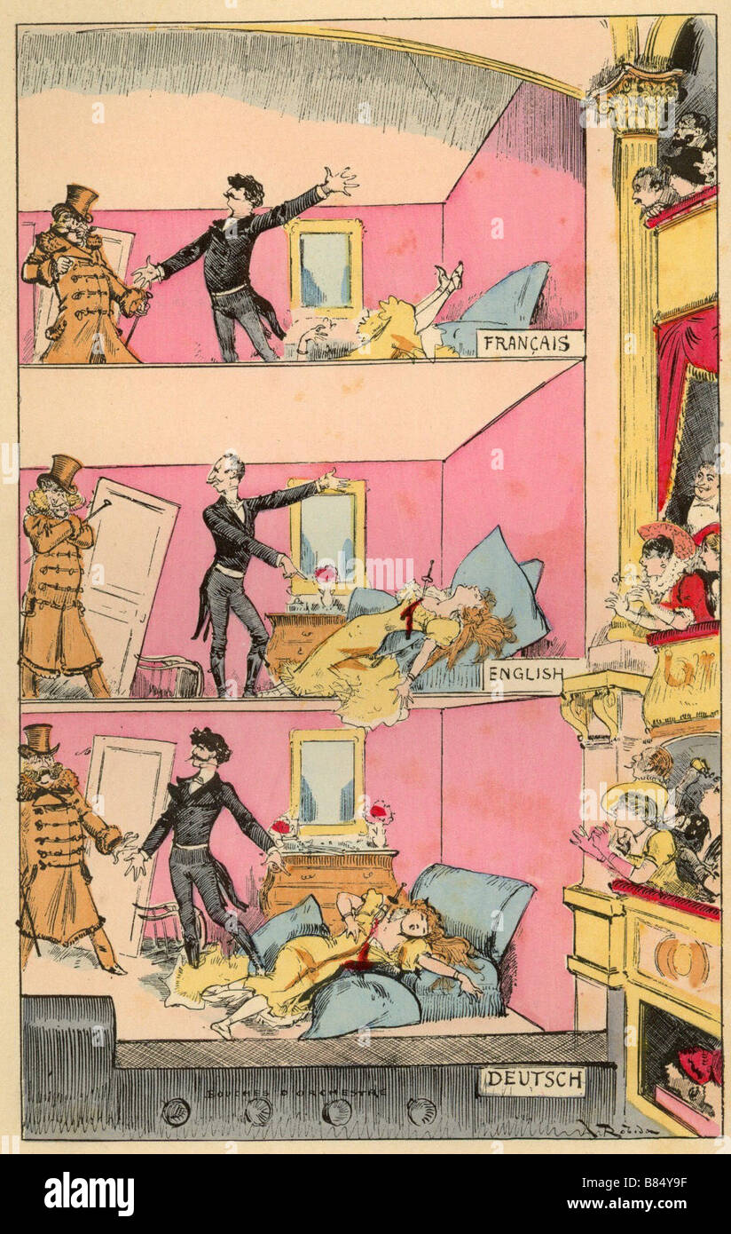 The Trilingual theater, illustration by Robida Stock Photo - Alamy