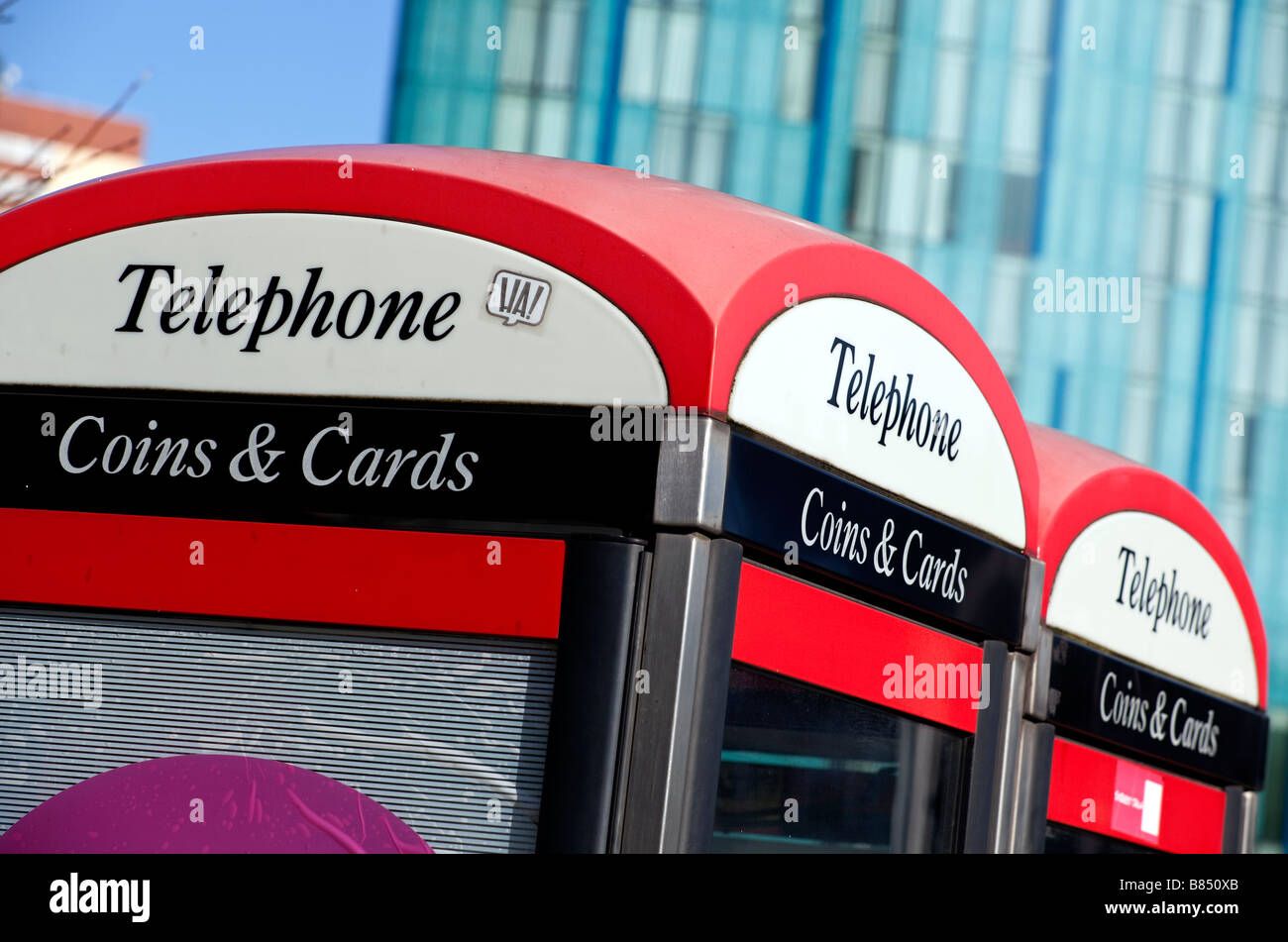 Modern telephone boxes in the centre of Birmingham England UK Stock ...
