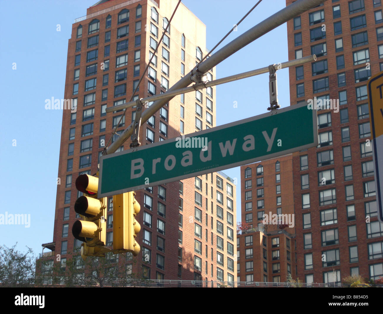 Broadway sign in New York USA with traffic lights Stock Photo - Alamy
