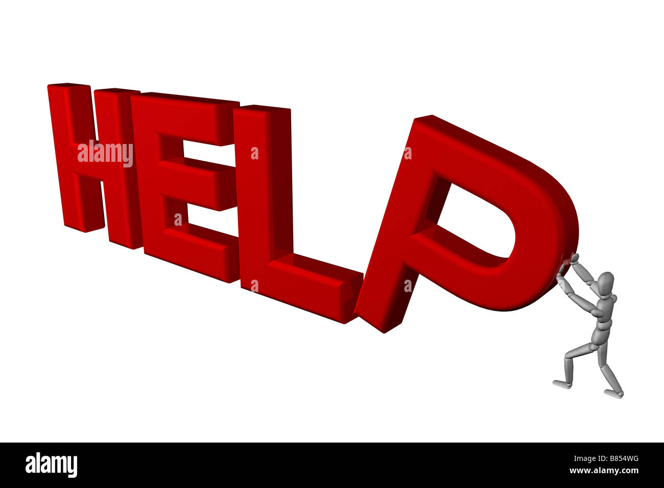 3D render of a mannequin holding up a help sign Stock Photo - Alamy