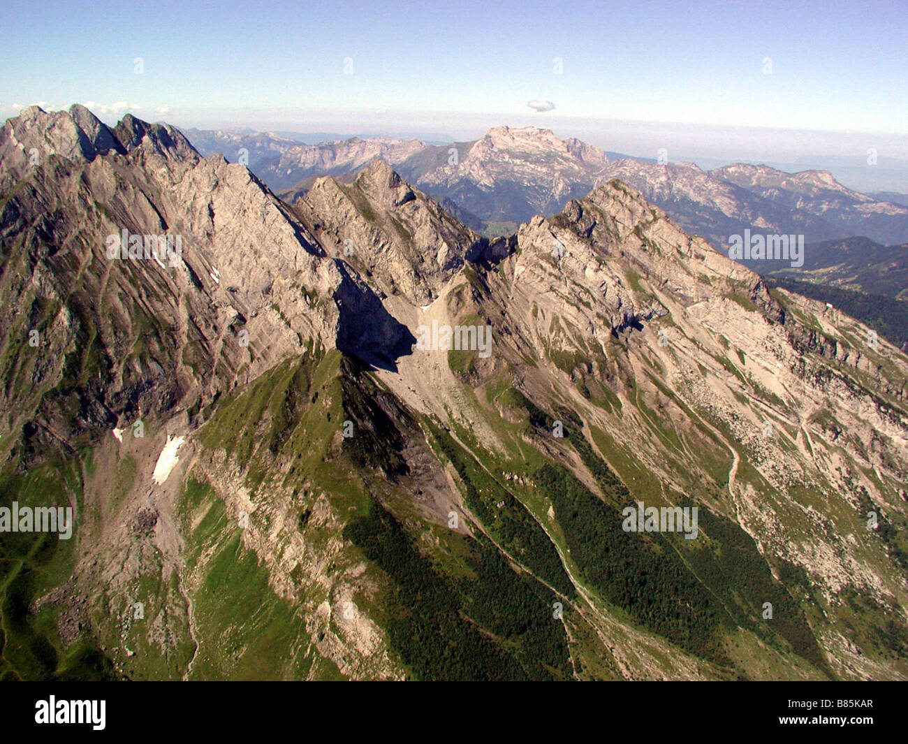 The southern side of the Aravis mountain range, in summer Stock Photo ...