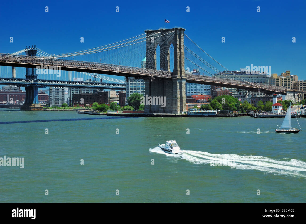 The east side of Brooklyn Bride in New York City, New York, USA Stock ...