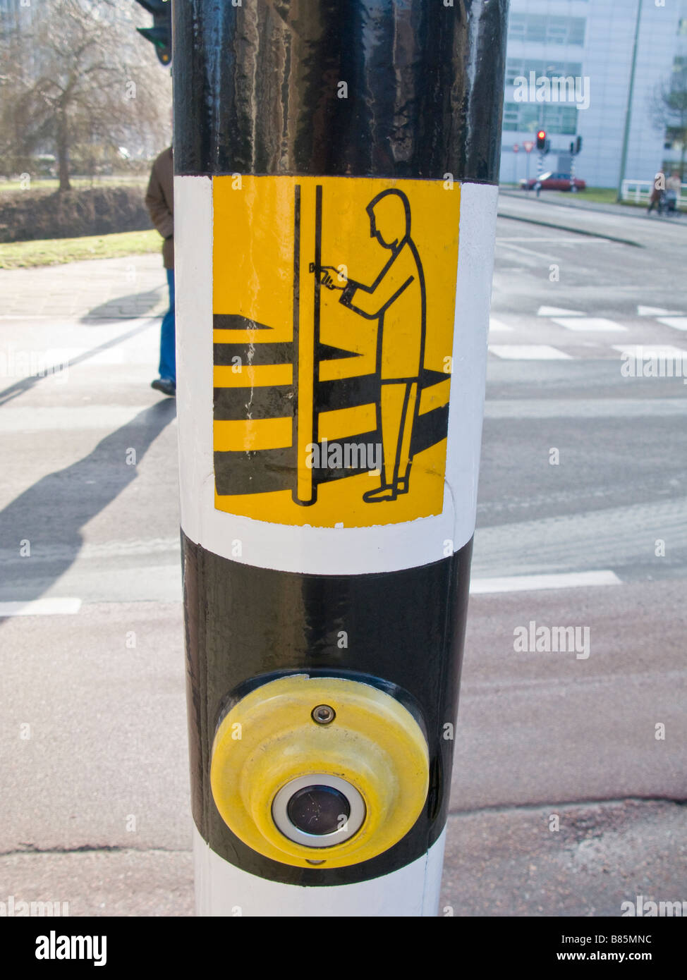 Pedestrian crossing button, The Hague, Netherlands Stock Photo - Alamy