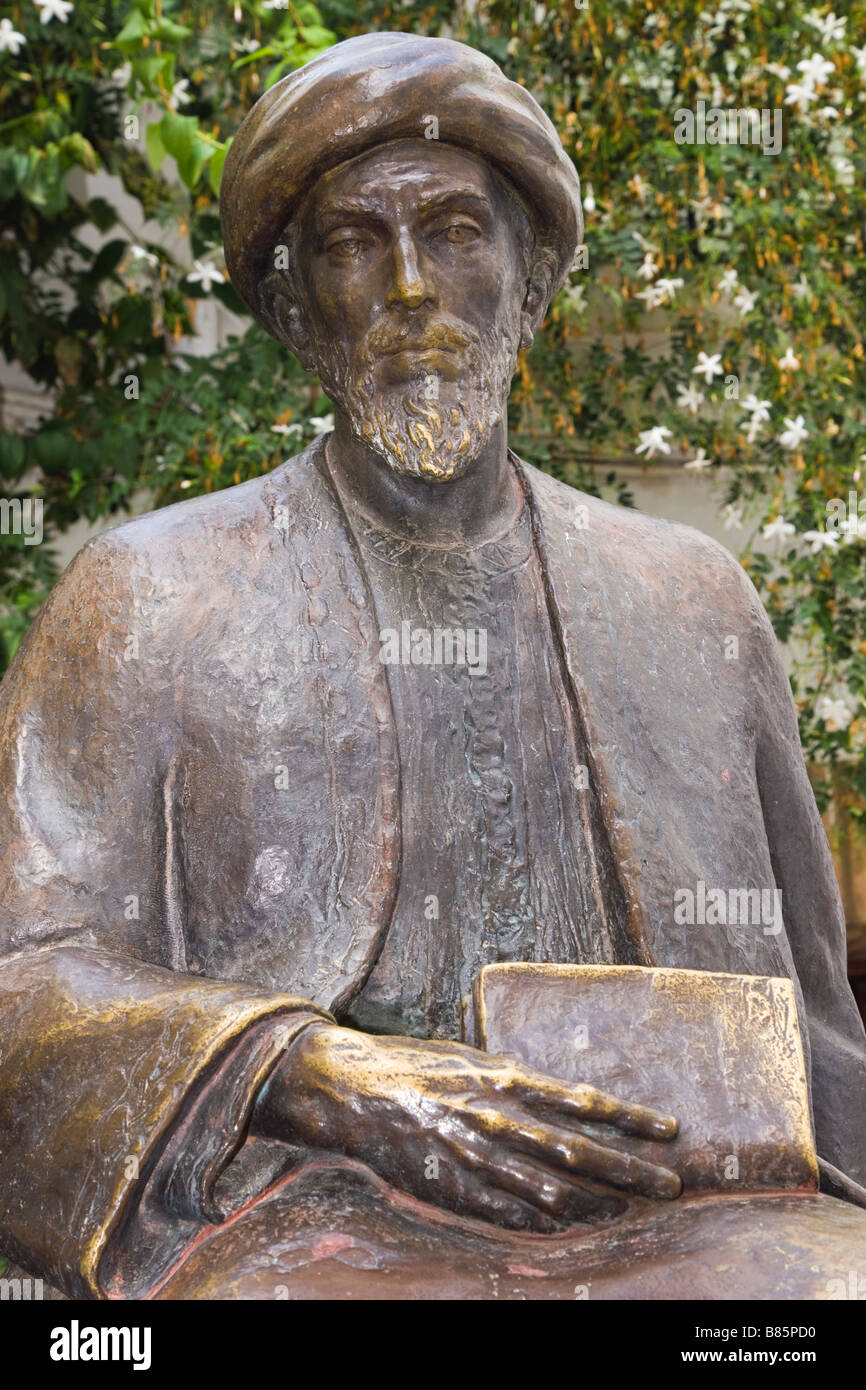 Cordoba, Cordoba Province, Spain; statue of Jewish philosopher, Moses ...