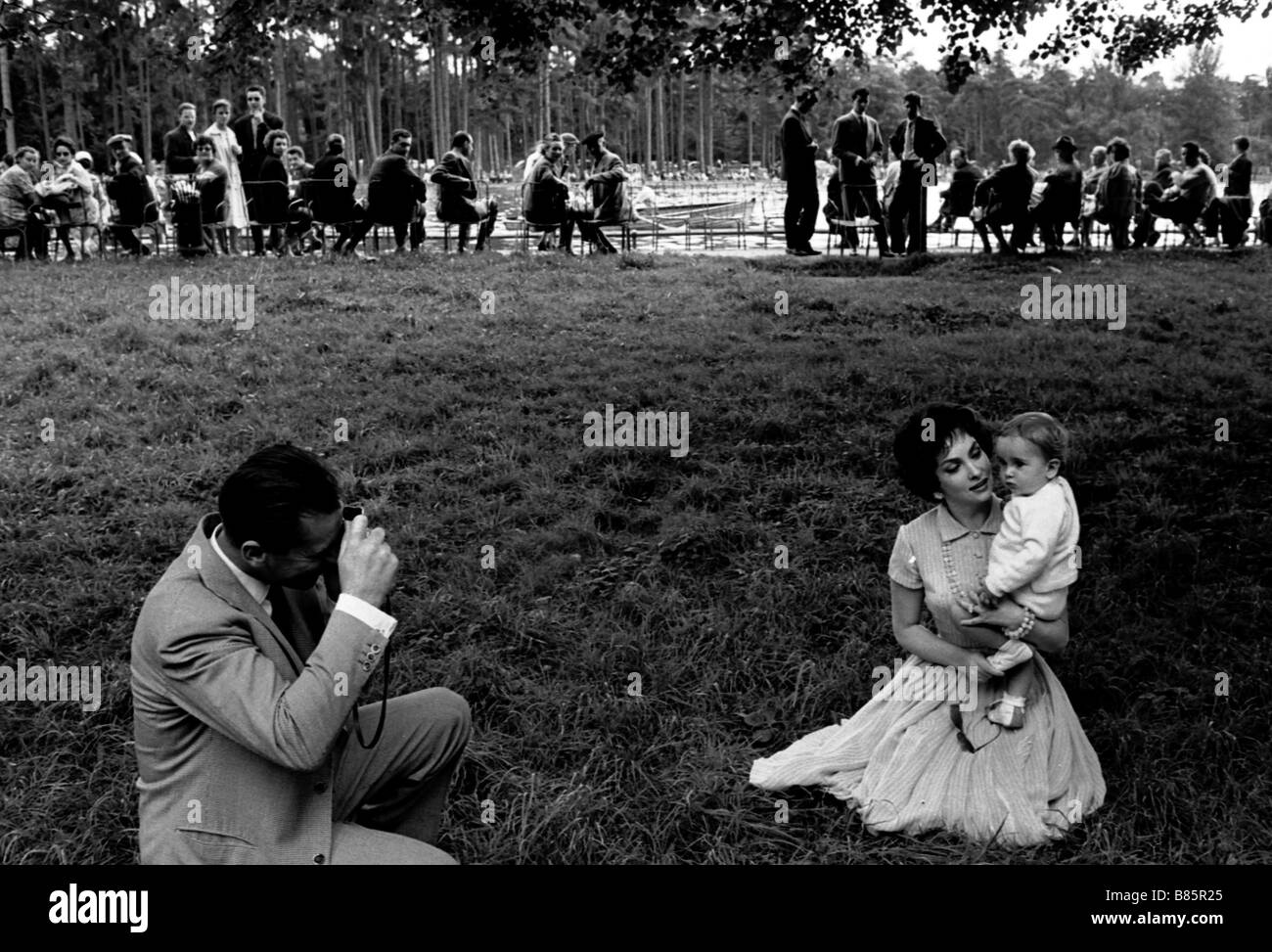 Gina lollobrigida son milko skofic Black and White Stock Photos ...