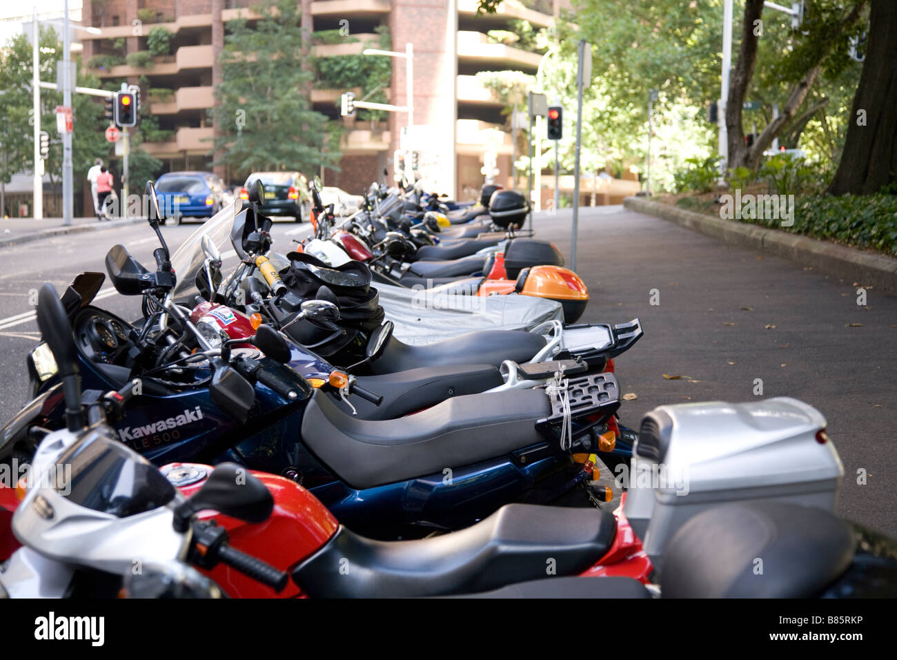 line of motorbikes parked in a parking bay,sydney,australia Stock Photo ...