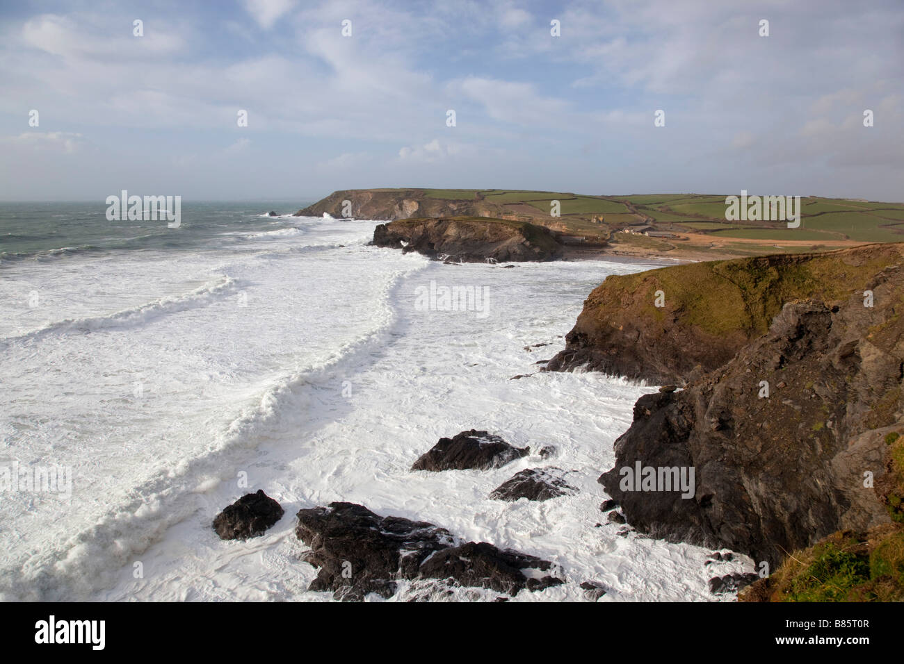 storm at gunwalloe church cove cornwall Stock Photo - Alamy