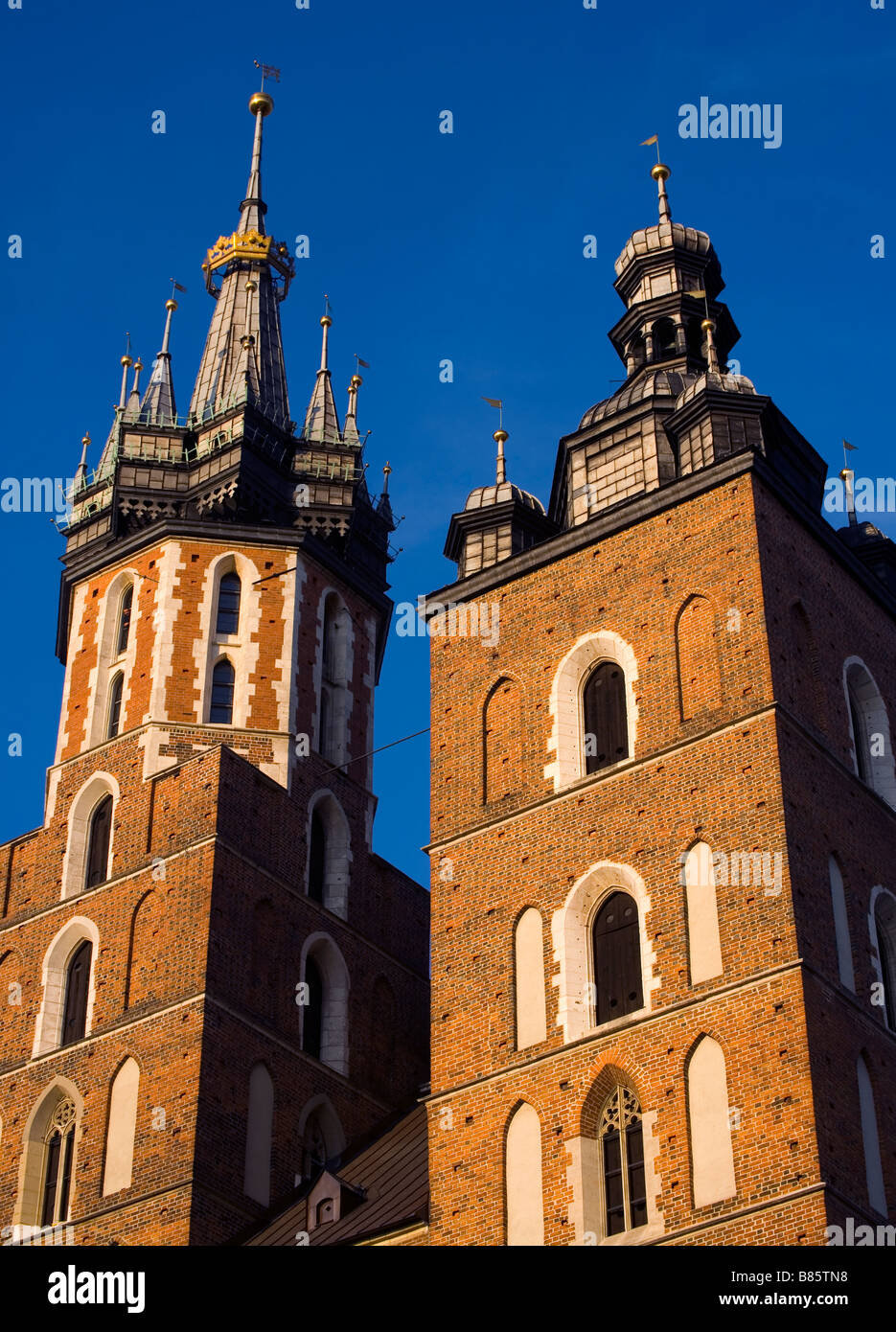 Poland Krakow Church of St Mary Towers Stock Photo - Alamy