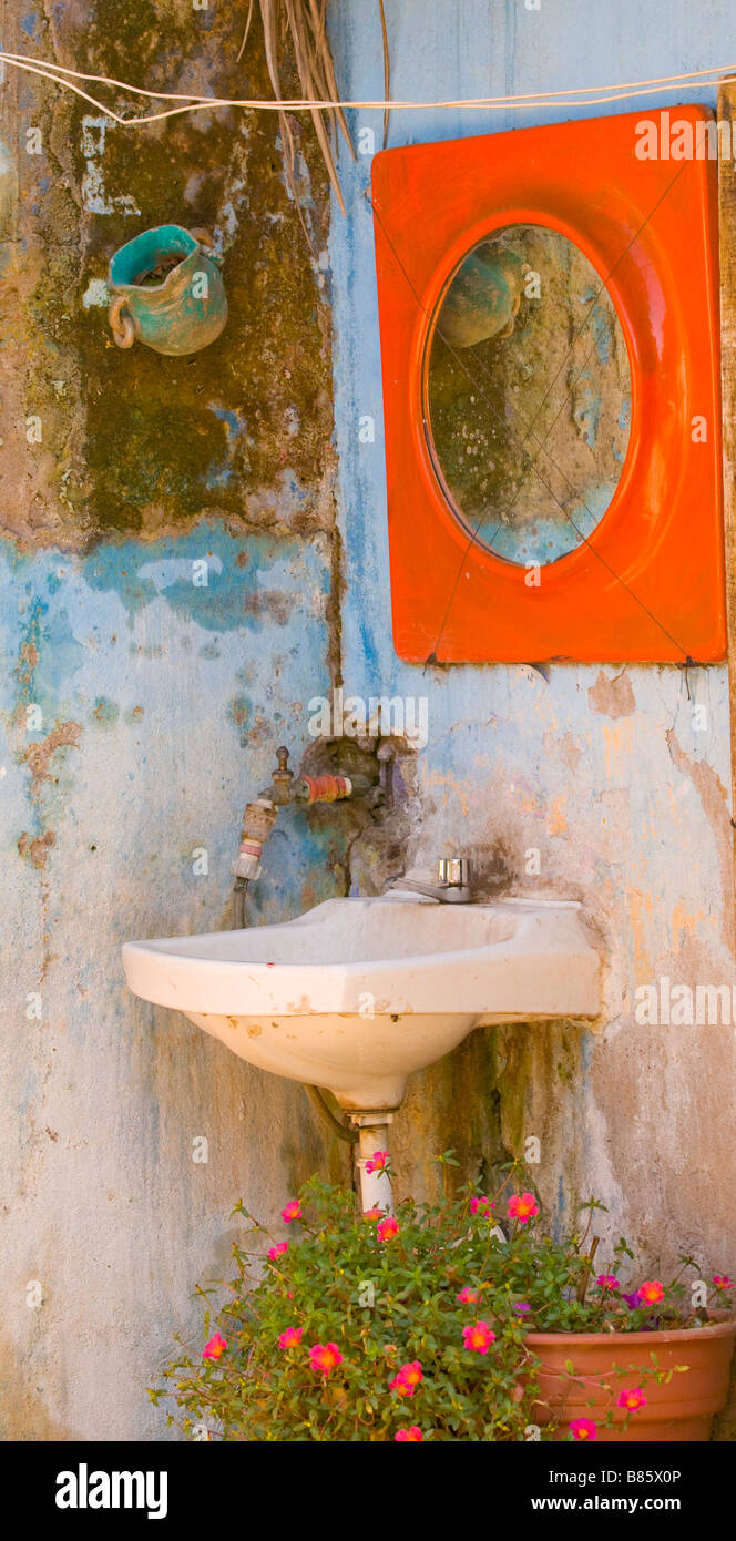 MEXICO SINOLA STATE Pastel colored outdoor wash basin at Stone Island ...